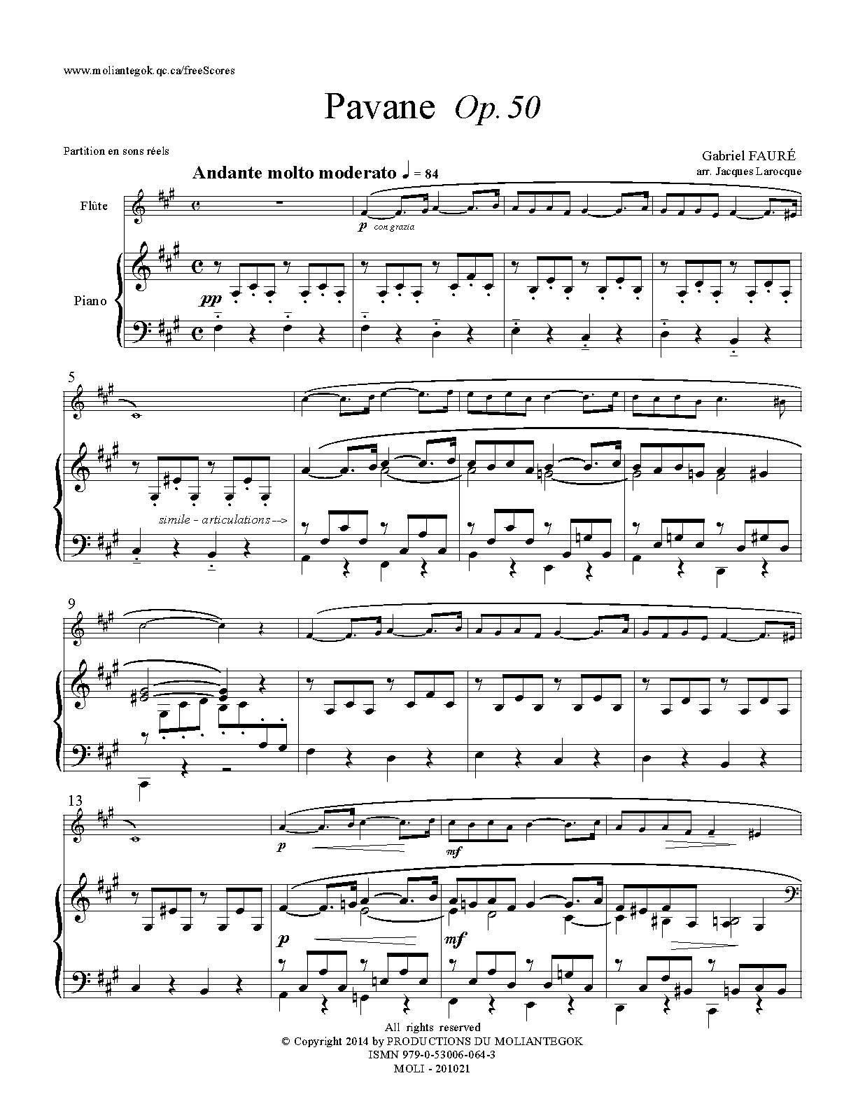 Pavane, Op.50 (Fauré, Gabriel) - IMSLP: Free Sheet Music PDF Download