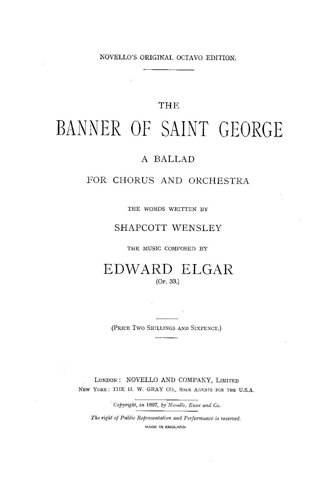 The Banner of St. George, Op.33 (Elgar, Edward) - IMSLP: Free Sheet ...
