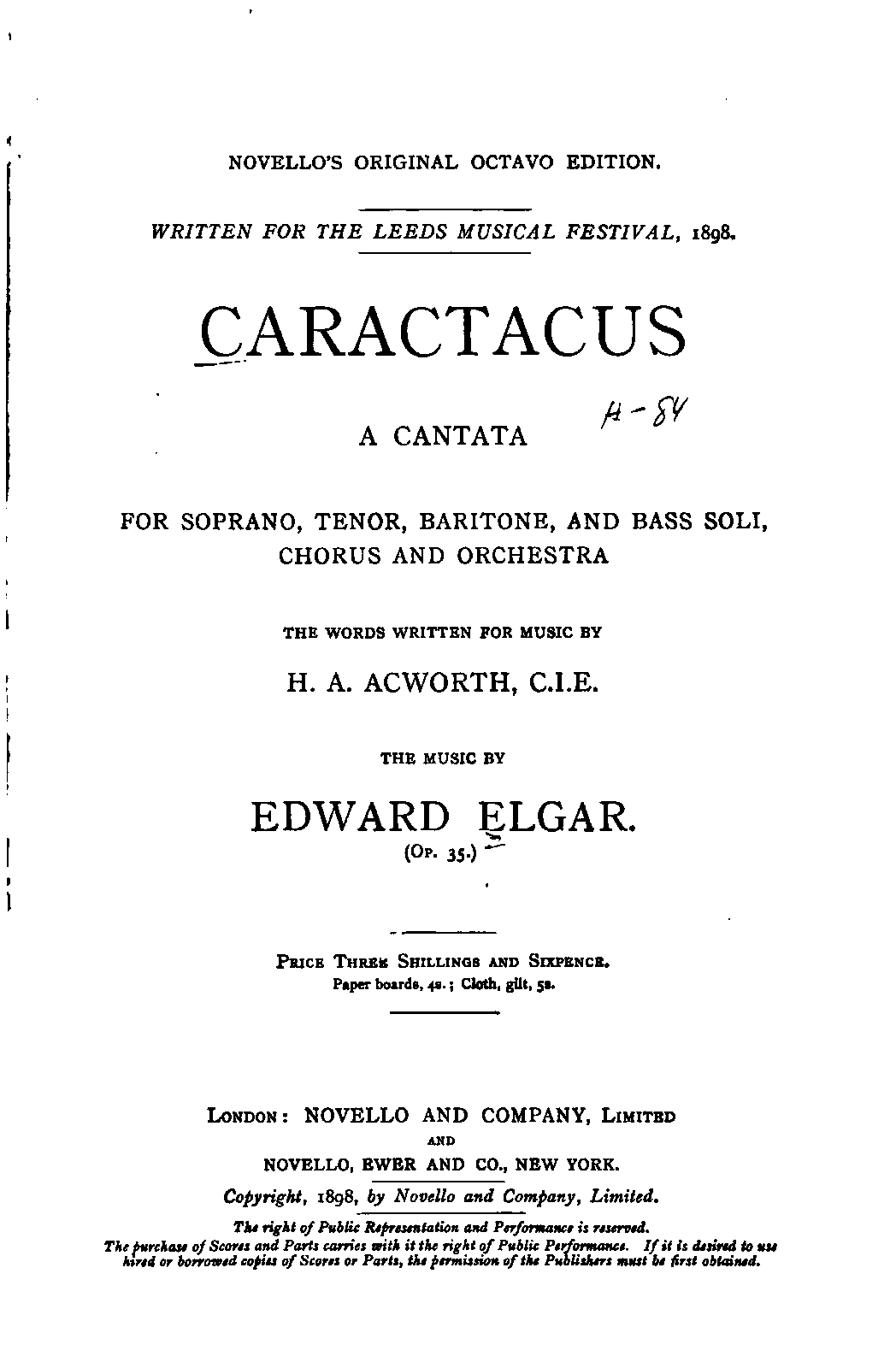 Caractacus, Op.35 (Elgar, Edward) - IMSLP: Free Sheet Music PDF Download