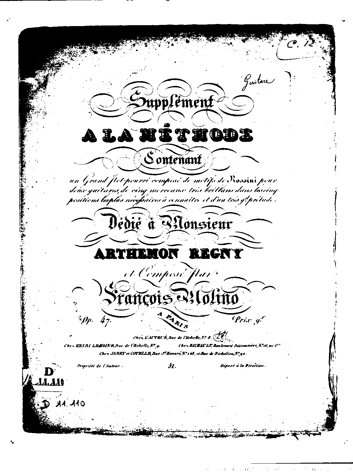 Supplément à la méthode, Op.47 (Molino, Francesco) - IMSLP Supplément à la méthode, Op.47 (Molino, Francesco) - IMSLP